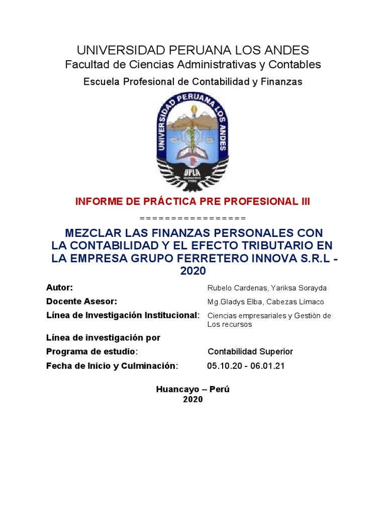 Informe de Practicas Preprofesionales | PDF | Contabilidad | Perú