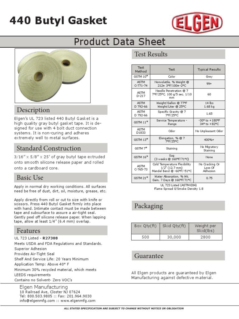 440 - Butyl - Gasket TDC Ducts | PDF | Duct (Flow) | Silicone