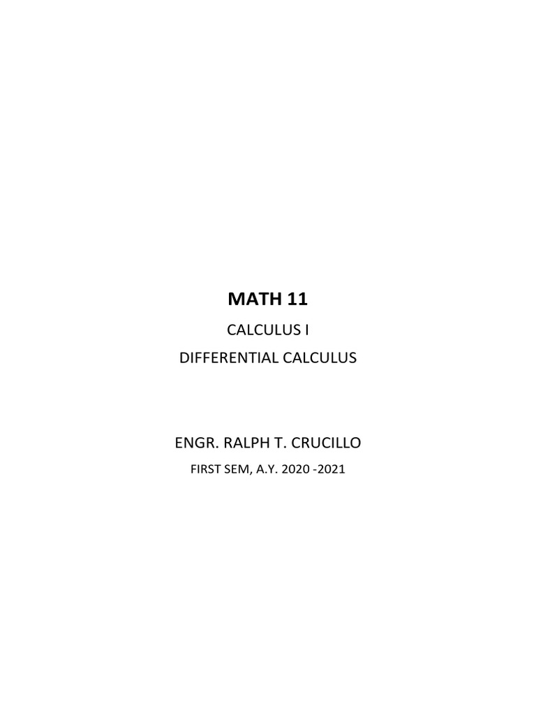 Math 11: Calculus I Differential Calculus | PDF | Variable (Mathematics) | Function (Mathematics)