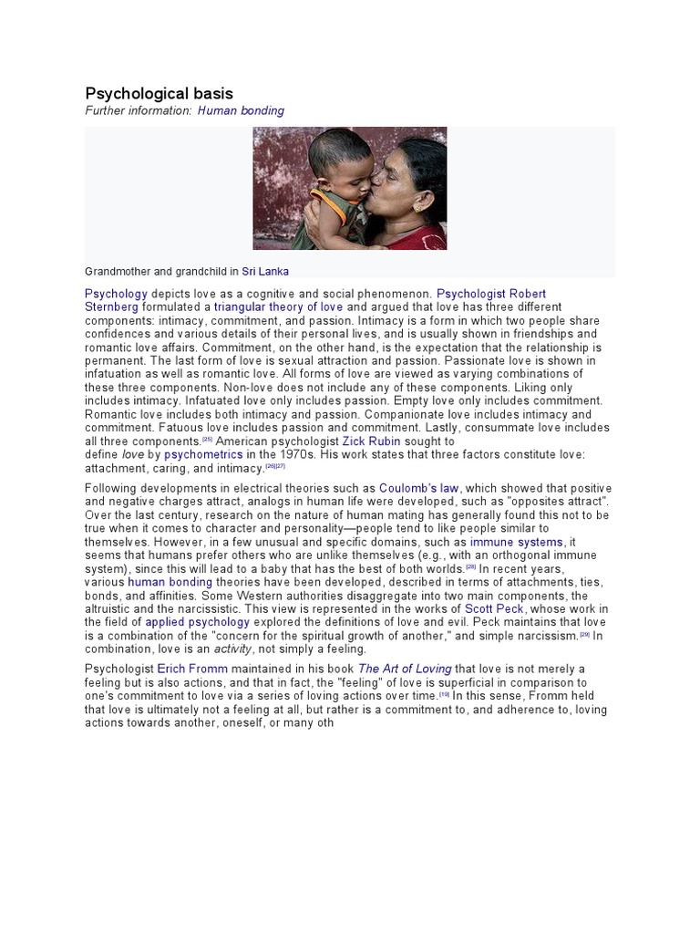 Psychological Basis: Further Information | PDF | Romance (Love) | Love