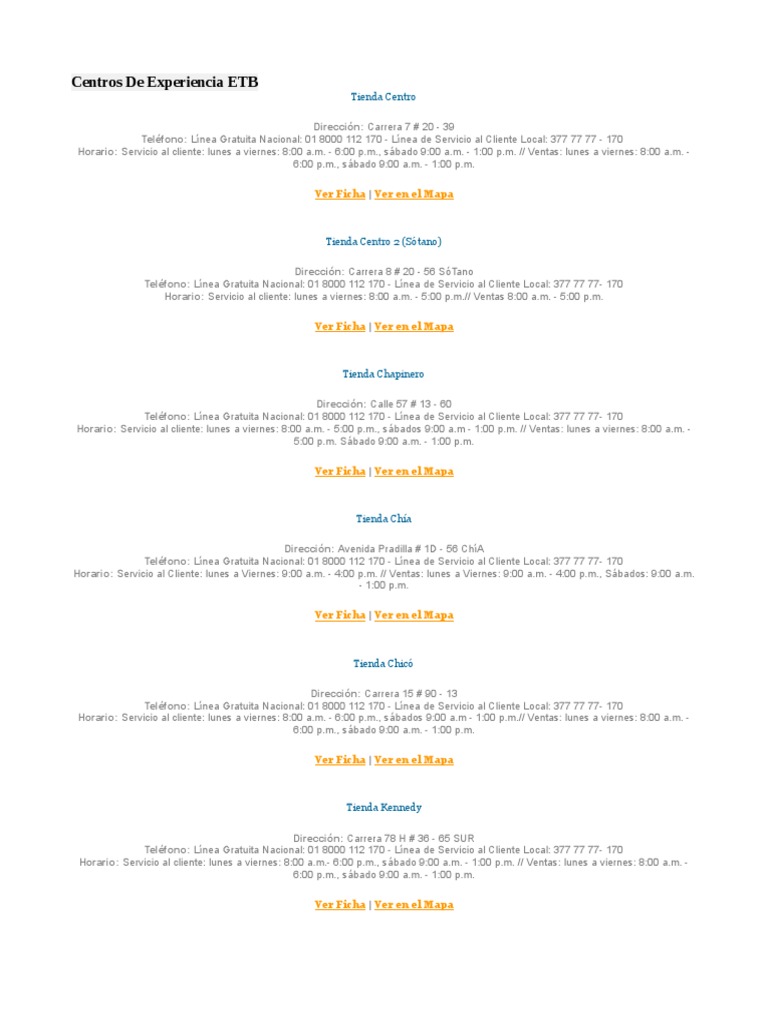 Centros de Experiencia ETB | PDF