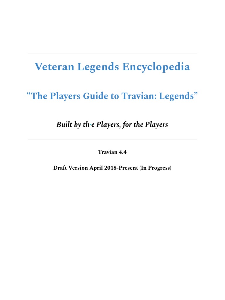(VLE) The Players Guide To Travian - Legends - Google Documents | PDF | Leisure | Sports