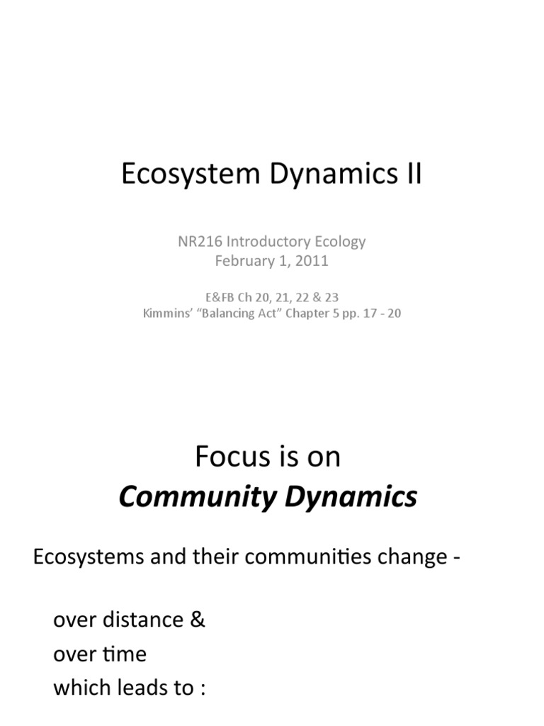 2011 Lecture 4b Ecosystem Dynamics II | PDF | Disturbance (Ecology ...