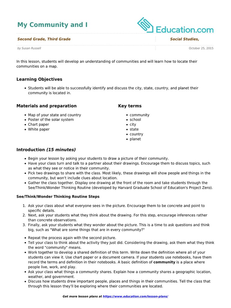 My Community and I 1 PDF | PDF | Map | Lesson Plan