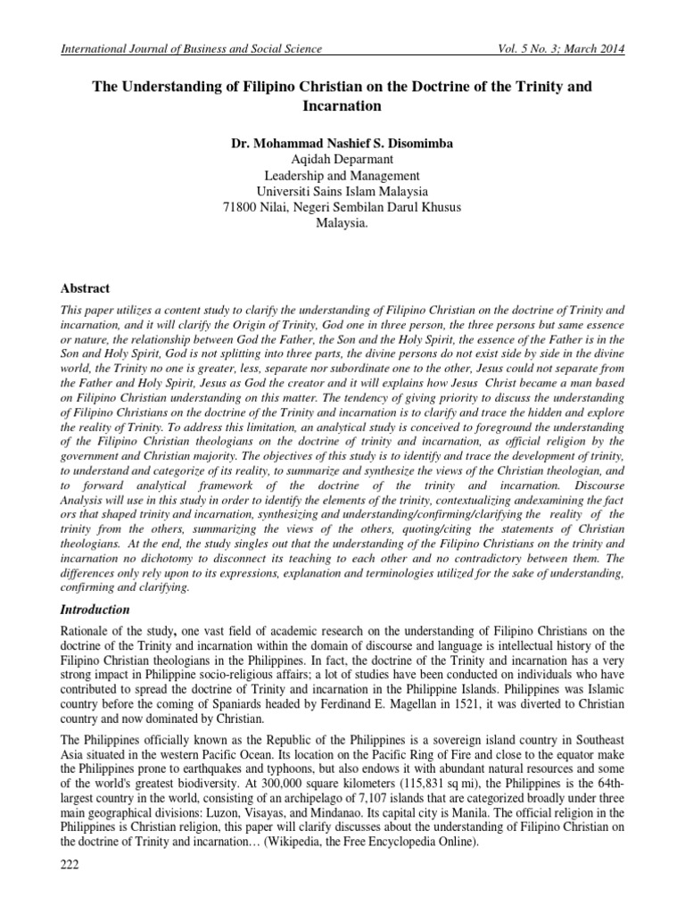 Filipino and The Trinity and Incarnation | PDF | God The Father | Trinity