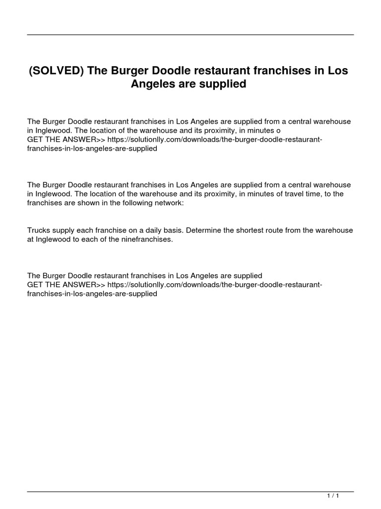 The Burger Doodle Restaurant Franchises in Los Angeles Are Supplied | PDF