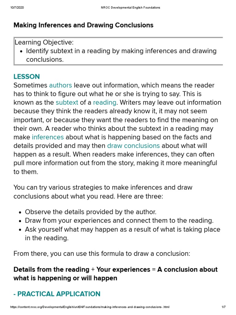 NROC Developmental English Foundations PDF | PDF | Inference | Test ...