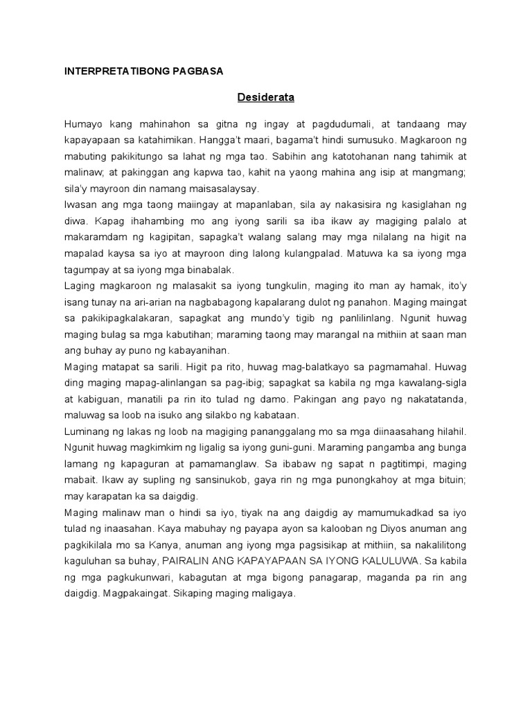 Interpretatibong Pagbasa | PDF