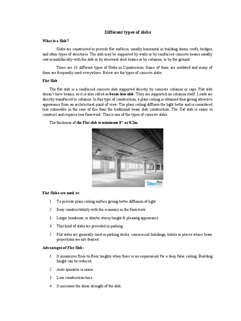 Types of Slabs in Construction | PDF | Column | Concrete