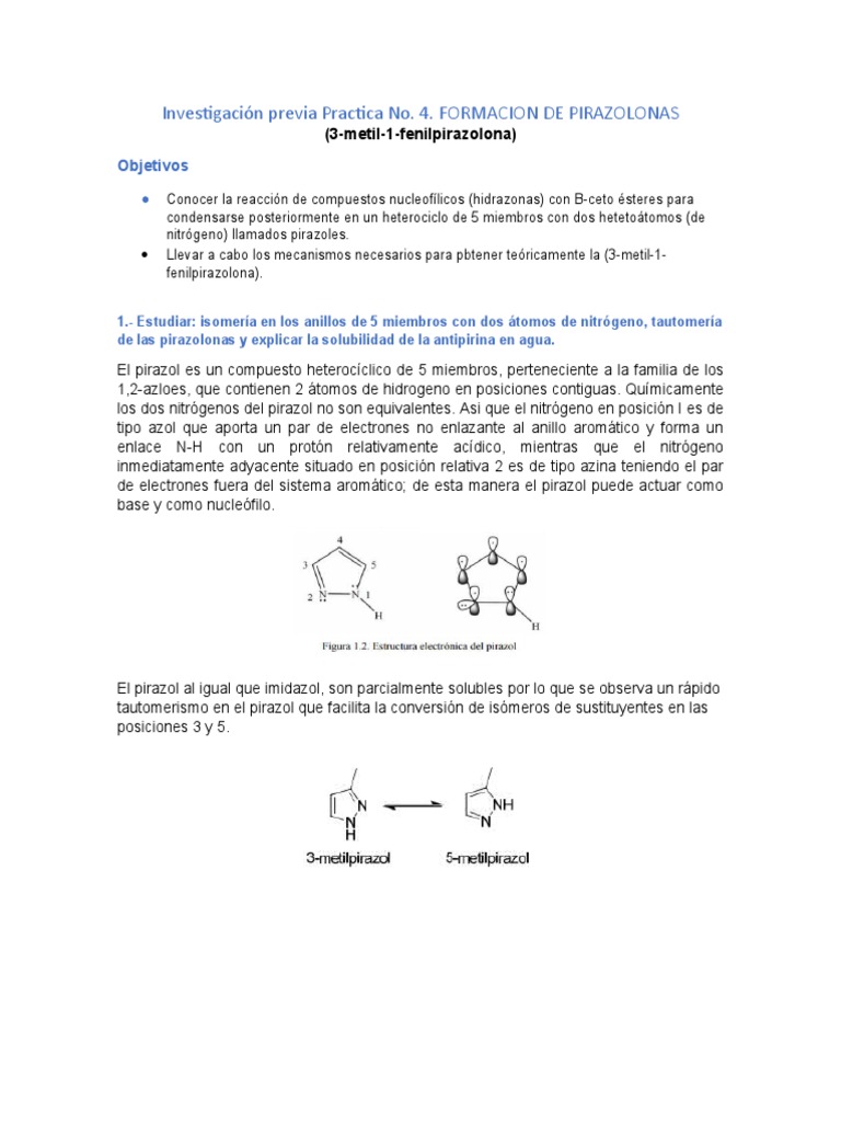Practica No. 4 Obtención de Pirazolonas | PDF | Piridina | Compuestos ...