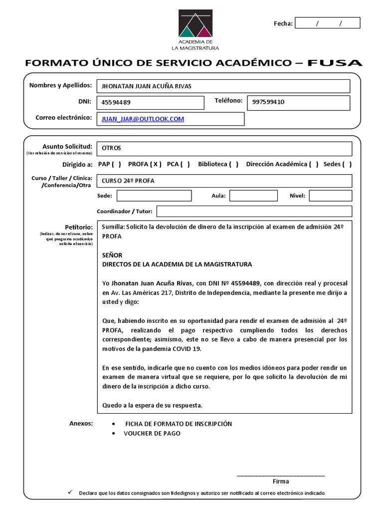 FUSA | PDF | Prueba / examen