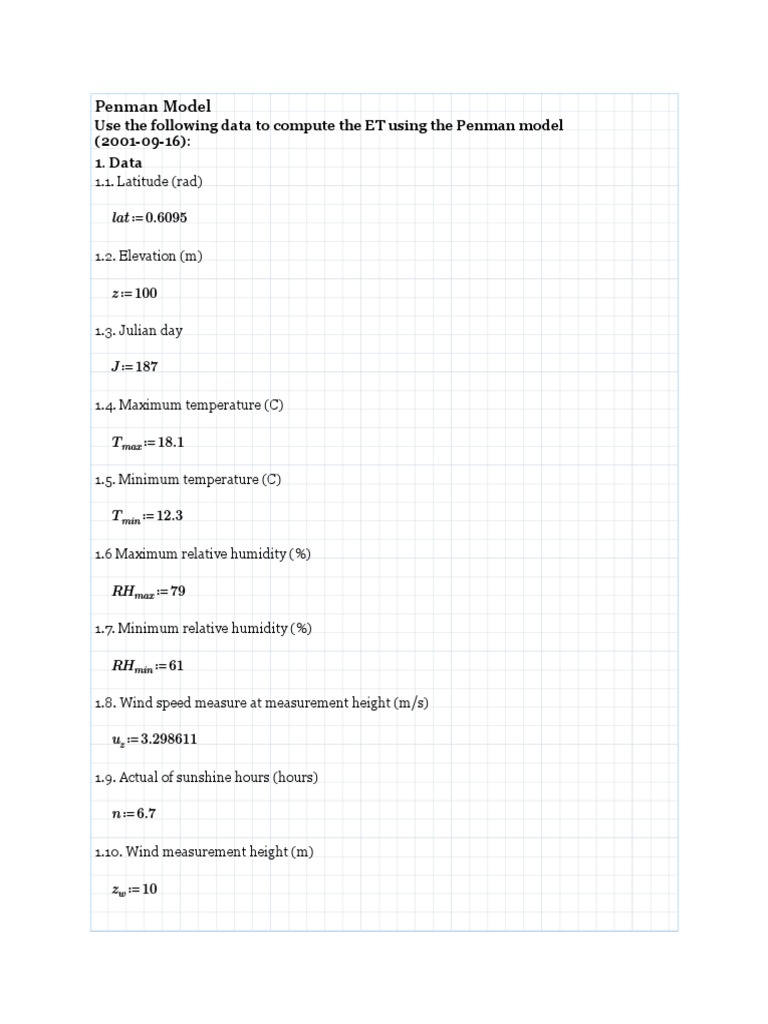 Penman Model | PDF | Humidity | Atmospheric Thermodynamics