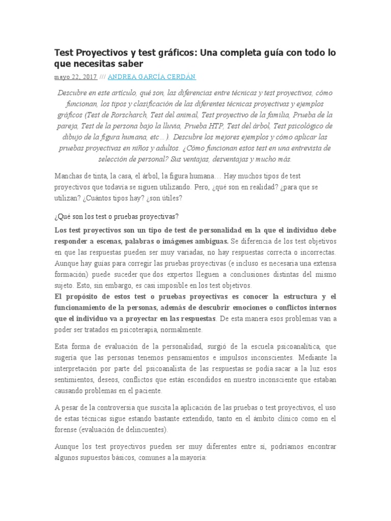 Una guía completa sobre test proyectivos: qué son, cómo funcionan y los ...