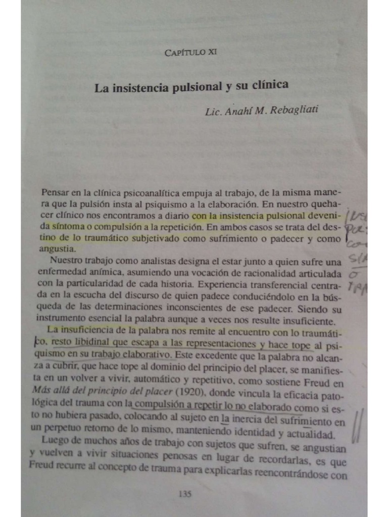 La Insistencia Pulsional y Su Clínica - Rebagliati | PDF