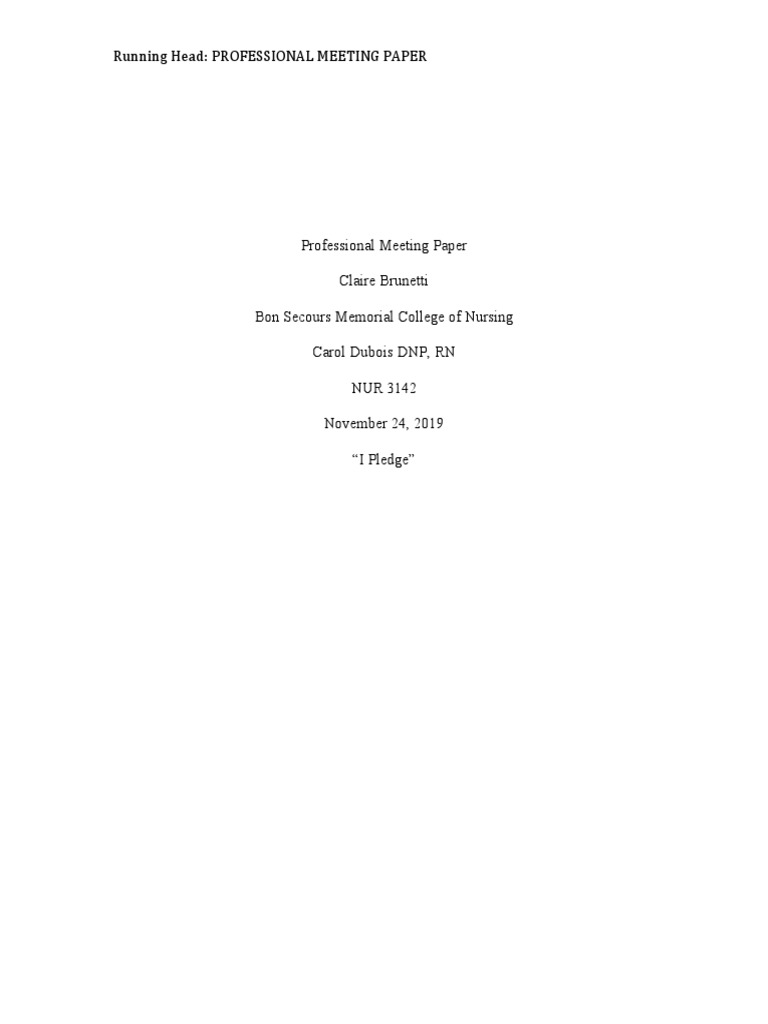 Professional Meeting Paper | PDF | Nursing | Health System