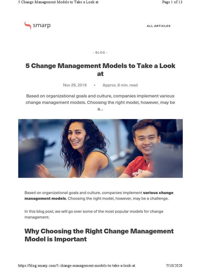 5 Change Management Models To Take A Look at | PDF | Change Management ...