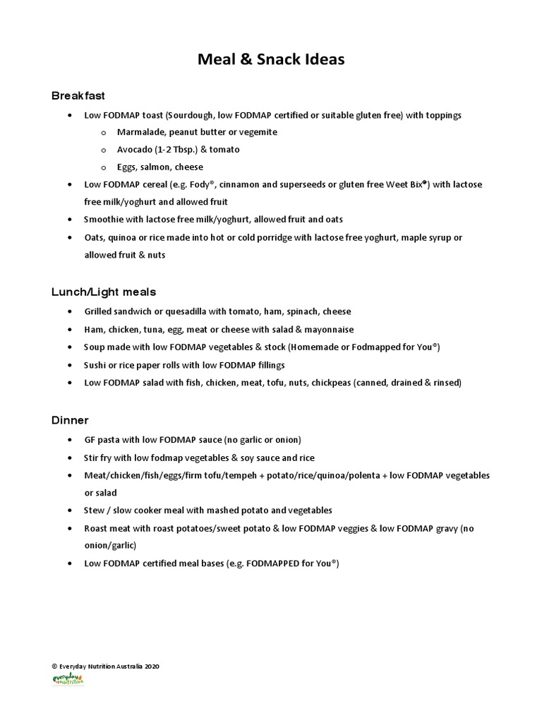 Meal & Snack Ideas | PDF | Meal | Yogurt