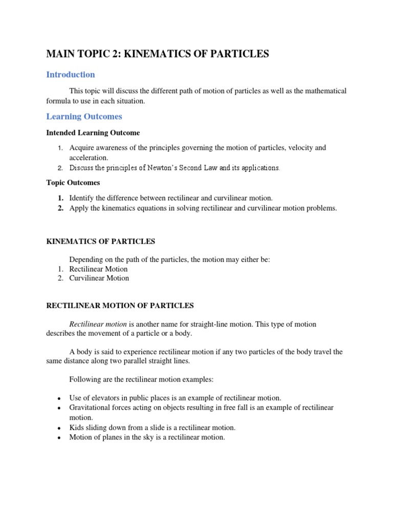 MODULE 2. Kinematics of Particles | PDF | Acceleration | Euclidean Vector