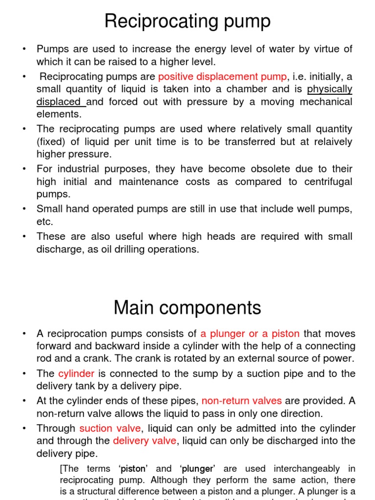 01 Reciprocating Pumps Final PDF | PDF | Pump | Piston