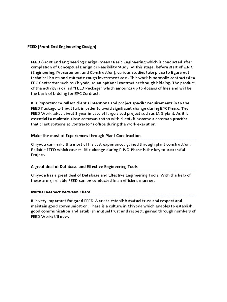 FEED (Front End Engineering Design) | PDF | Engineering Design Process | Business