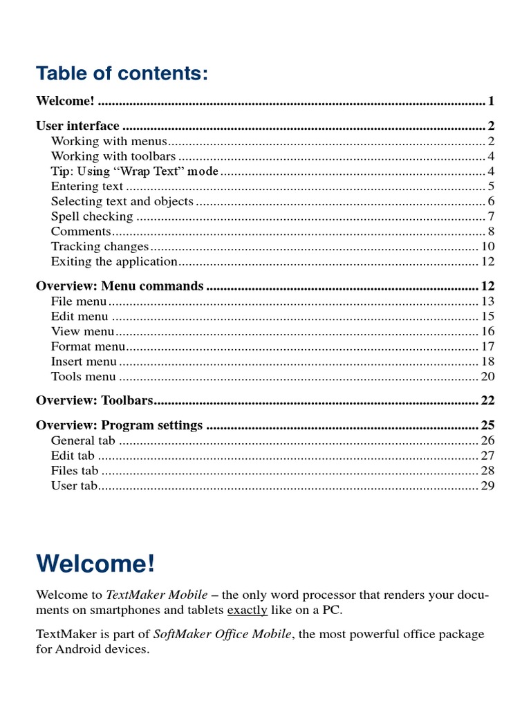 Essential Guide to TextMaker Mobile Word Processor | PDF | Menu ...