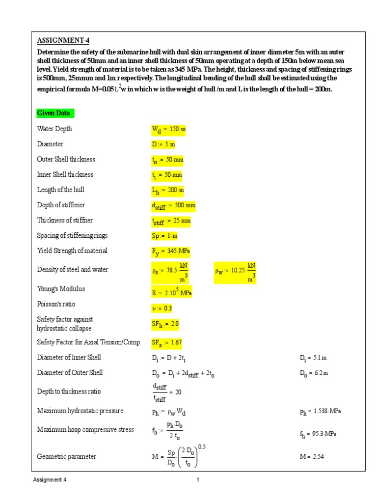 Submarine Design | PDF | Buckling | Stress (Mechanics)