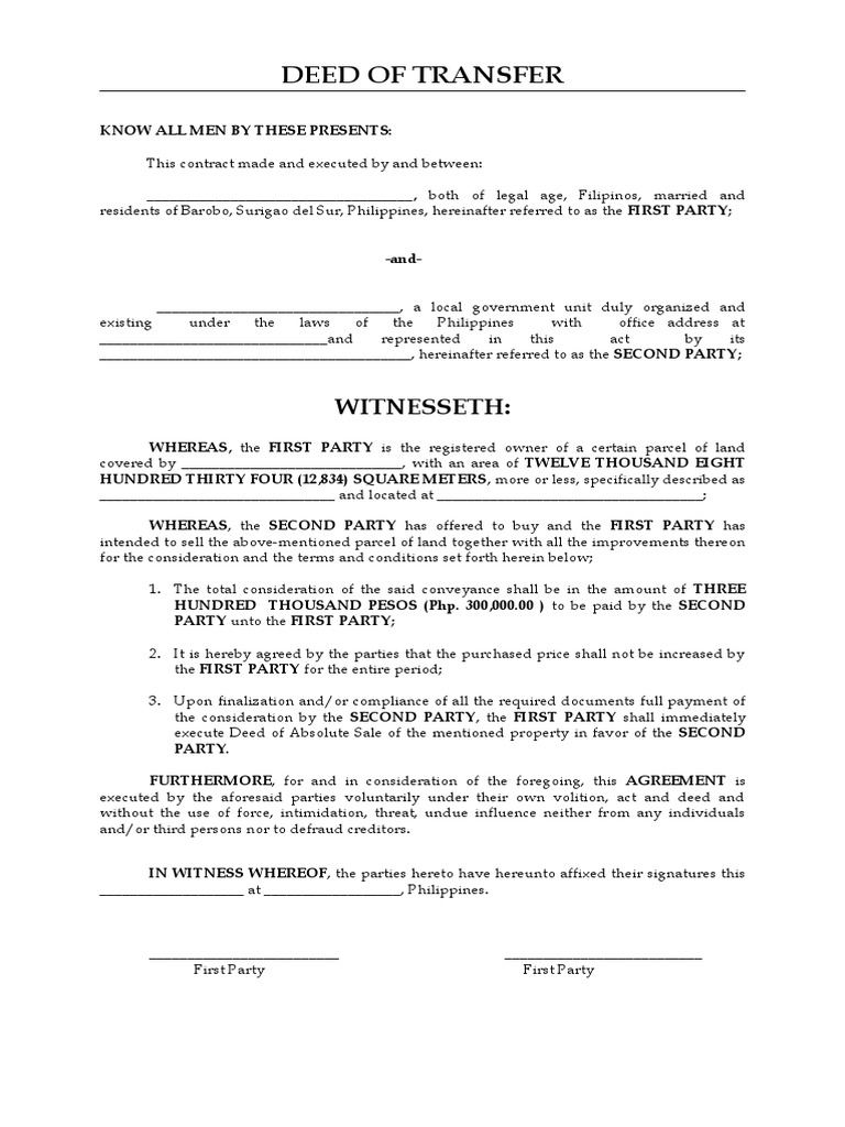 Sample Deed of Sale | PDF | Deed | Civil Law (Common Law)