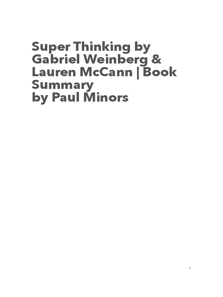 Super Thinking by Gabriel Weinberg & Lauren Mccann - Book by Paul ...