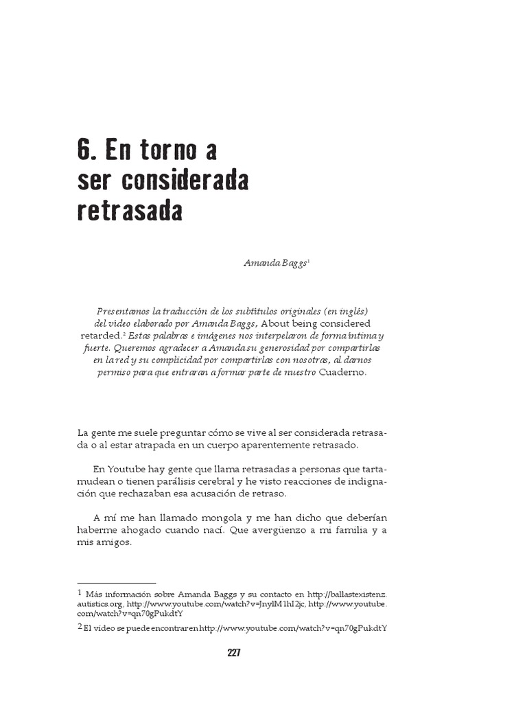 Amanda Baggs - en Torno A Ser Considerada Retrasada | PDF | Bienestar ...