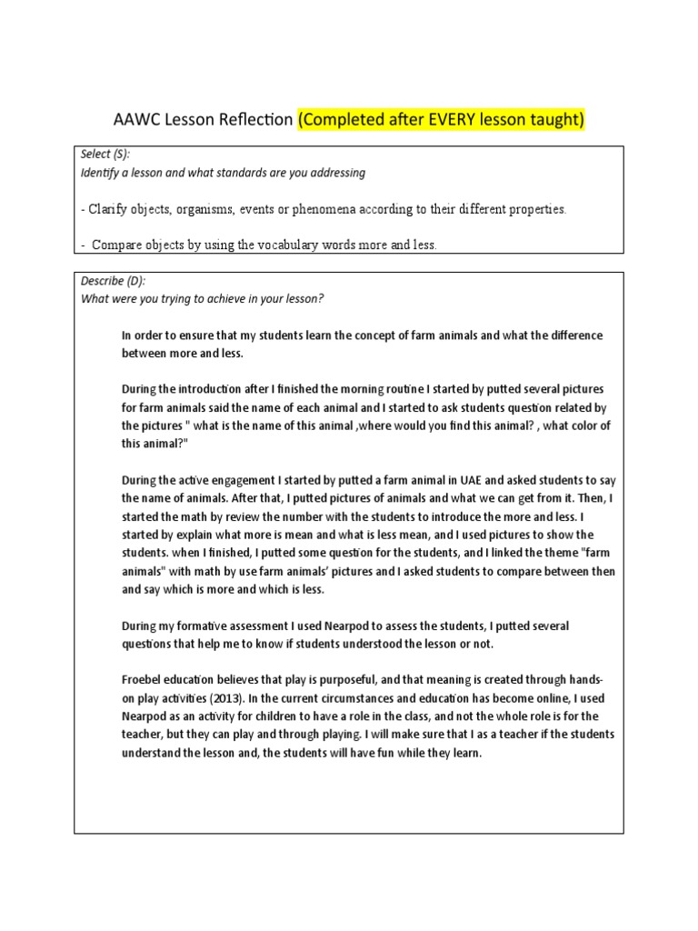 Lesson Reflection 2 | PDF | Psychological Concepts | Behavior Modification