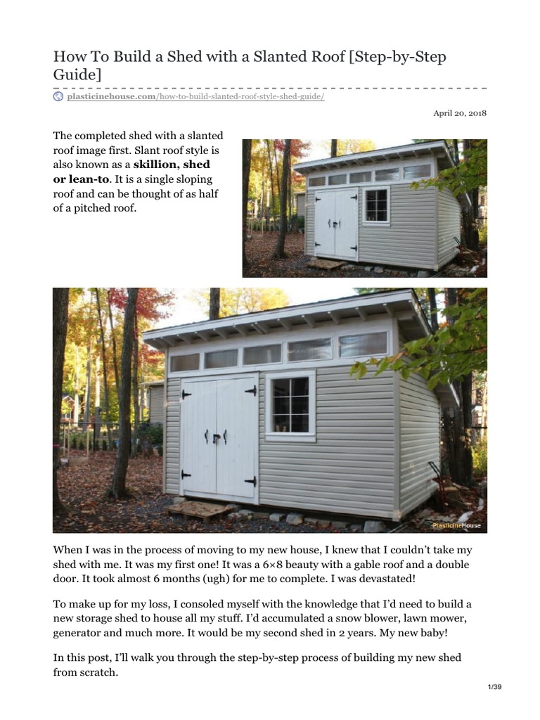 How To Build A Shed With A Slanted Roof Step-by-Step Guide | PDF | Shed ...