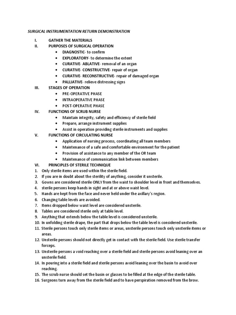 Surgical Instrumentation Return Demonstration PDF | PDF | Surgery ...