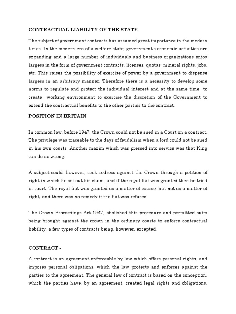 Contractual Liability of The State 2 | Download Free PDF | Breach Of ...