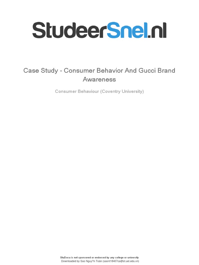 Case Study Consumer Behavior and Gucci Brand Awareness | PDF | Consumer ...