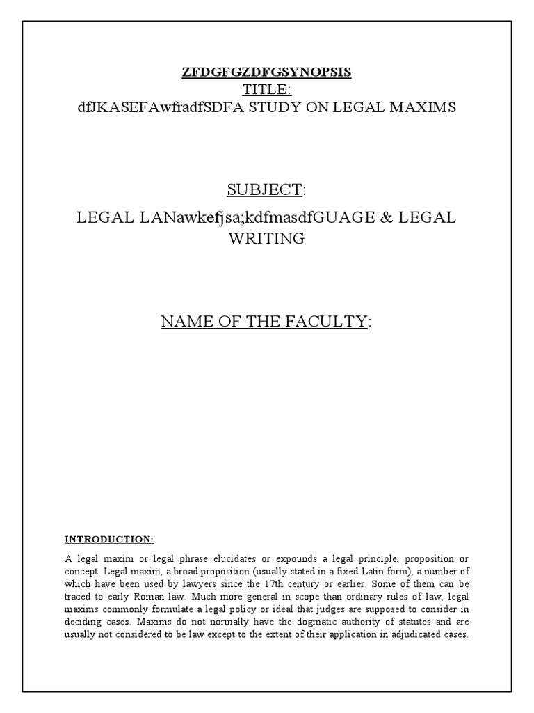 Subject: Legal Lanawkefjsa Kdfmasdfguage & Legal Writing: Title ...