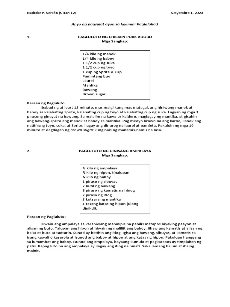 Anyo NG Pagsulat Ayon Sa Layunin | PDF