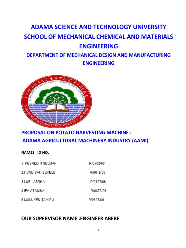 Potato Harvester Machine Project | PDF | Bending | Screw