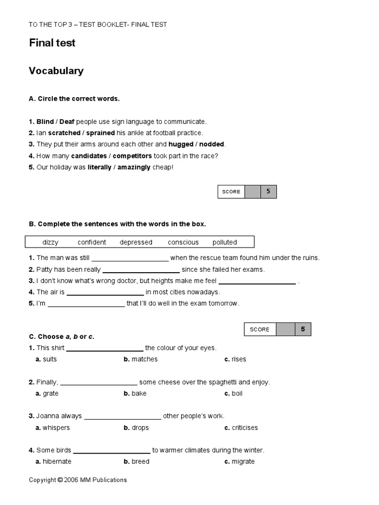 Final Test: Vocabulary | PDF