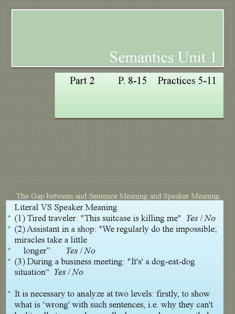 Semantics Unit 1part 2 | PDF | Theory | English Language