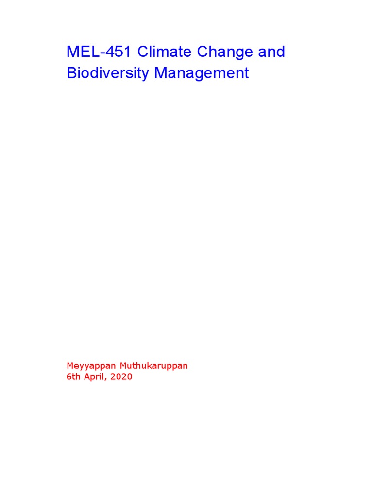 Climate Change and Biodiversity Management | PDF | Global Warming ...