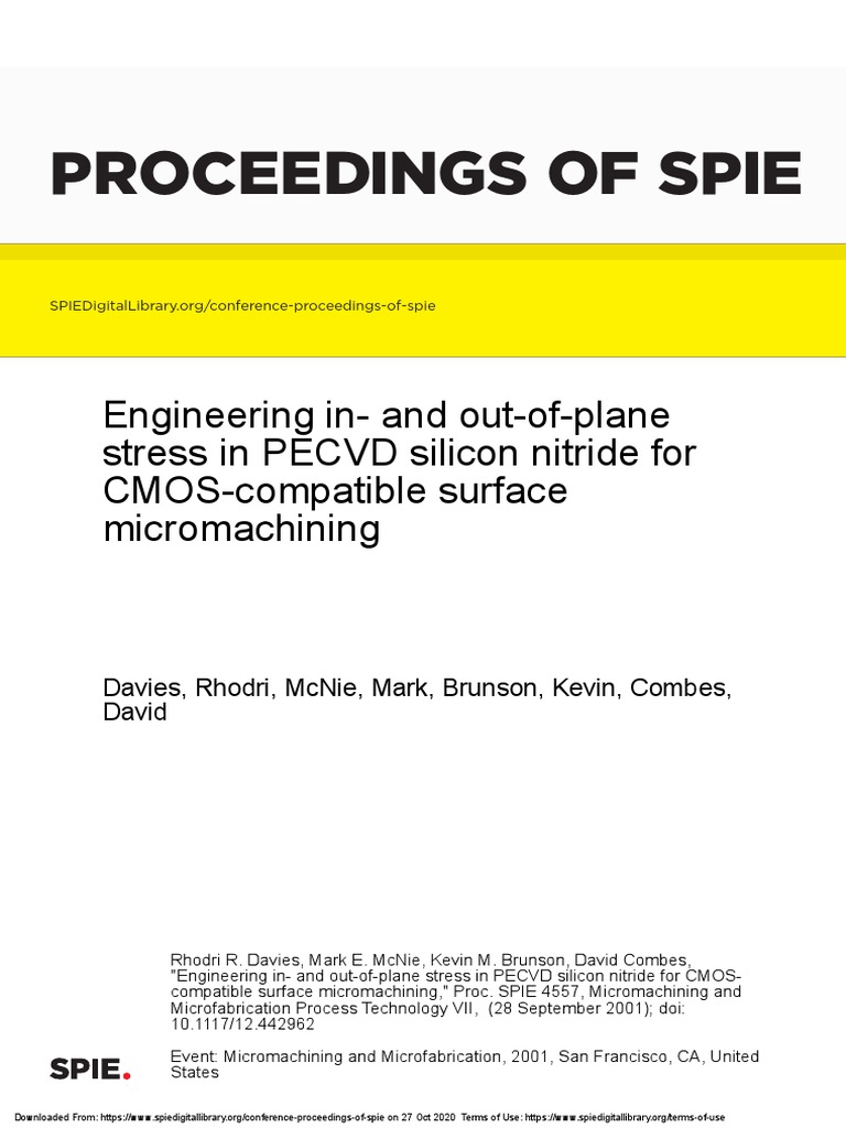 Proceedings of Spie | PDF | Emerging Technologies | Chemical Product ...