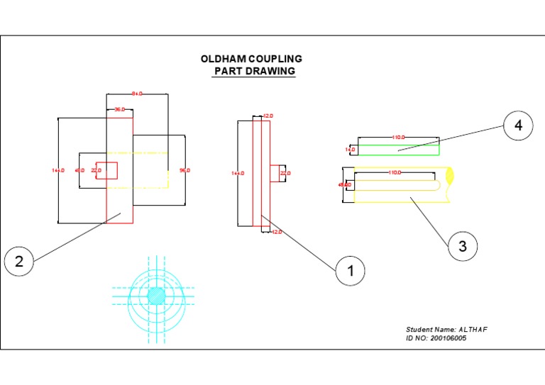 Oldham Coupling Part Drawing Details | PDF