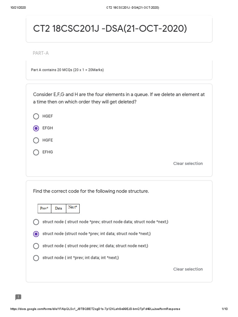 CT2 18CSC201J - Dsa (21-Oct-2020) | Download Free PDF | Queue (Abstract Data Type) | Algorithms ...