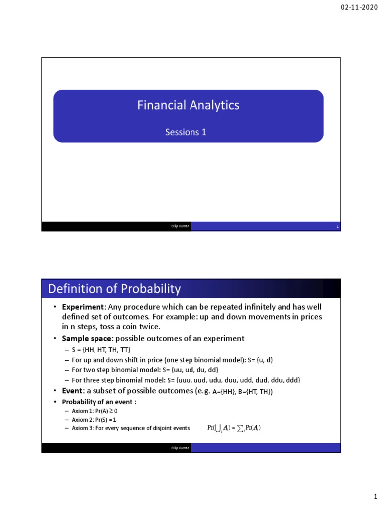 Financial Analytics: Sessions 1 | PDF | Expected Value | Probability