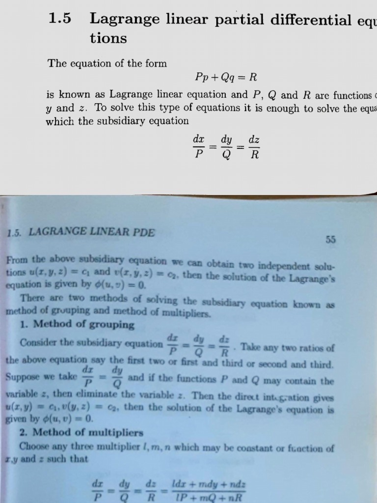 Lagrange's Linear Equation | PDF Lagrange's Linear Equation | PDF