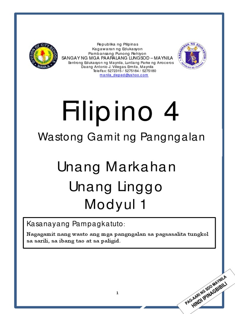 FILIPINO-4 Q1 Mod1 | PDF