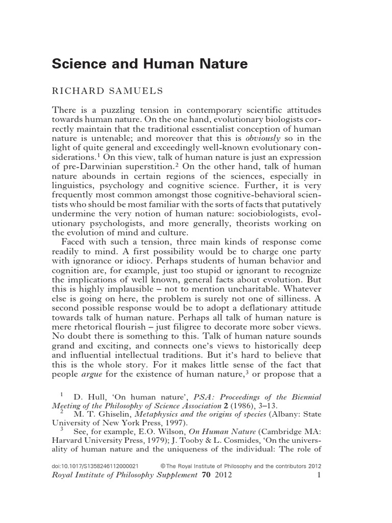 Science and Human Nature PDF | PDF | Essentialism | Human Nature