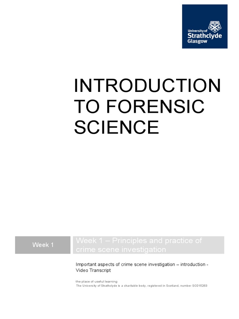 ITFS Week 1 Important Aspects of Crime Scene Investigation ...