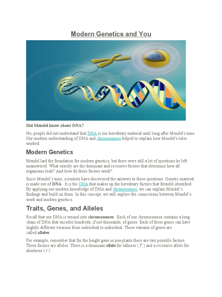 Modern Genetics and You | PDF | Zygosity | Genotype
