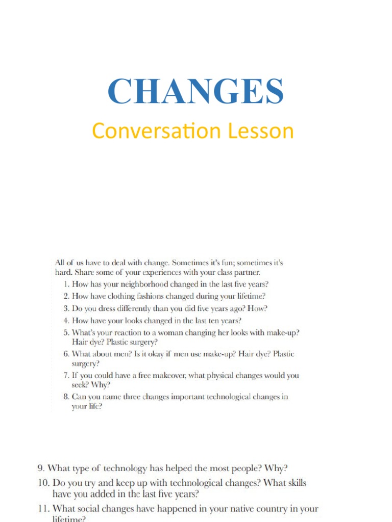 Changes: Conversation Lesson | PDF
